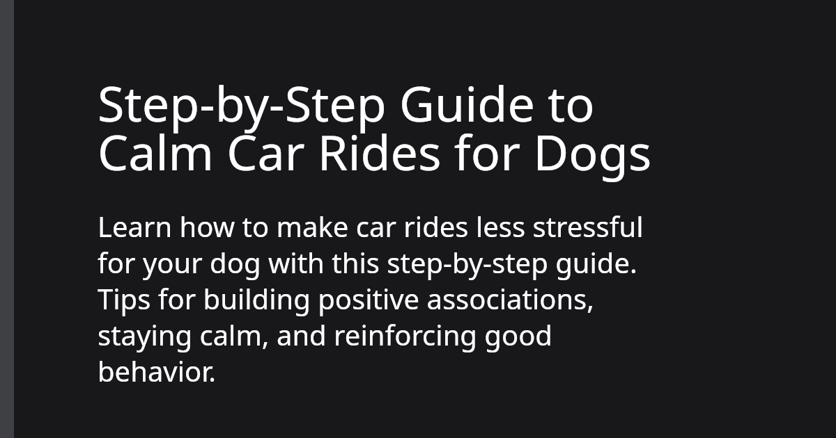 Step-by-Step Guide to Calm Car Rides for Dogs | OhMyDog EDU